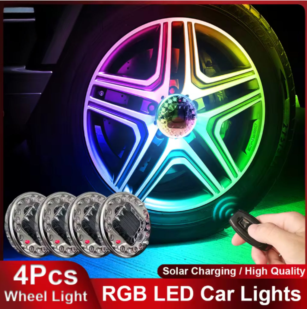 4PCS RGB LED Car Wheel Lights – Flashing Ambient Hub Lamps – Blazexel